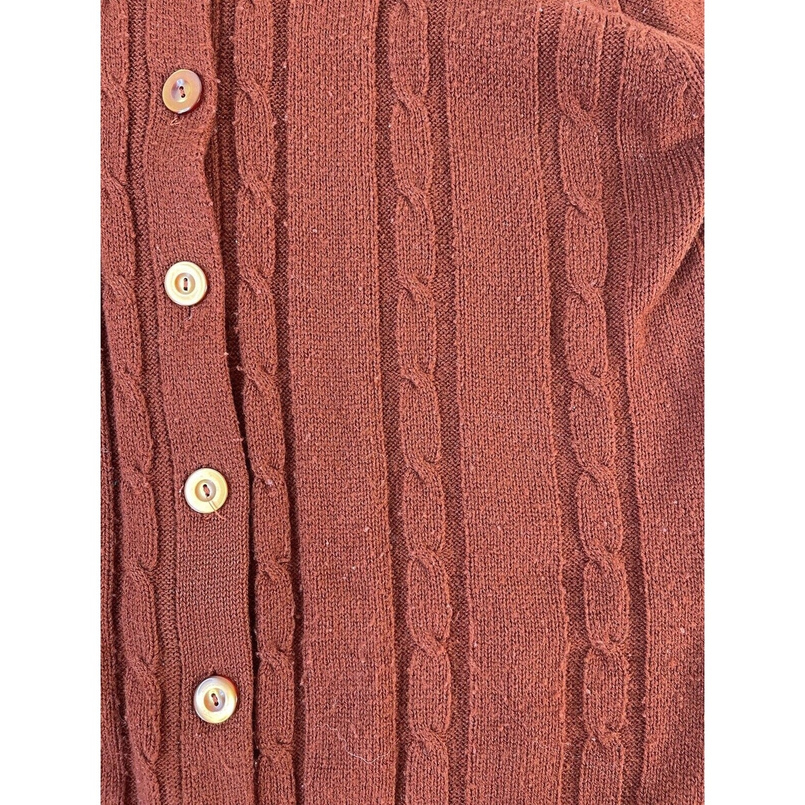 70s Womens Large Burnt Orange Cable Knit Cardigan Sweater, Womens Knit ...