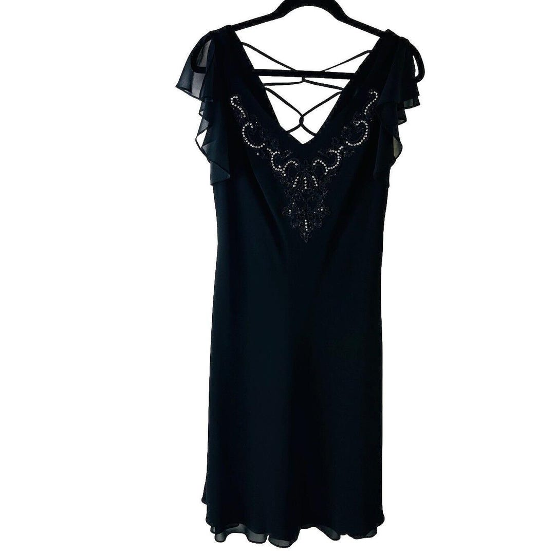 Y2K Womens Medium Embellished Flounce Frilly Lace up Dress Whimsigoth ...