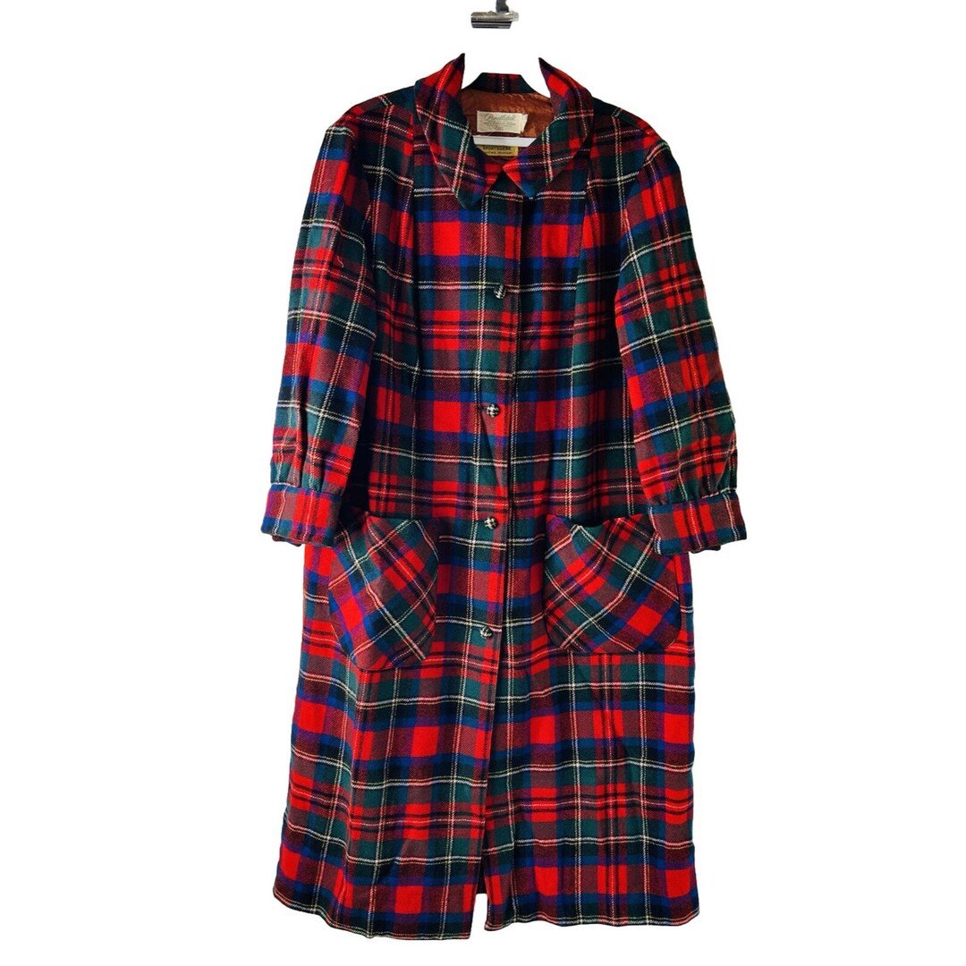 1960s Pendleton Womens 16 Wool Tartan Plaid Peter Pan Collar Trench ...