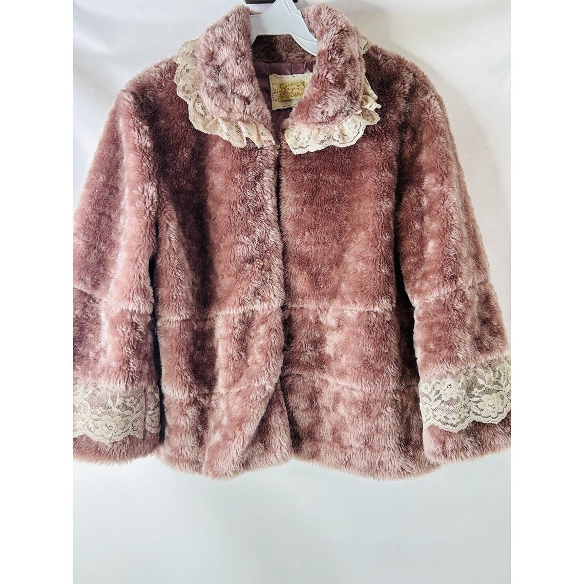 60s Frilly Lace Plush Teddy Bedside Lingerie Jacket Pink Coquette ...