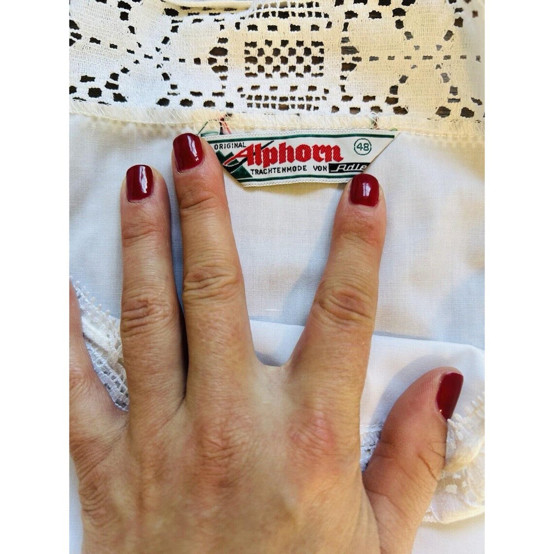 70s Womens XL Lace Boat Neck Puff Sleeve Peasant Blouse Shirt Hippy ...