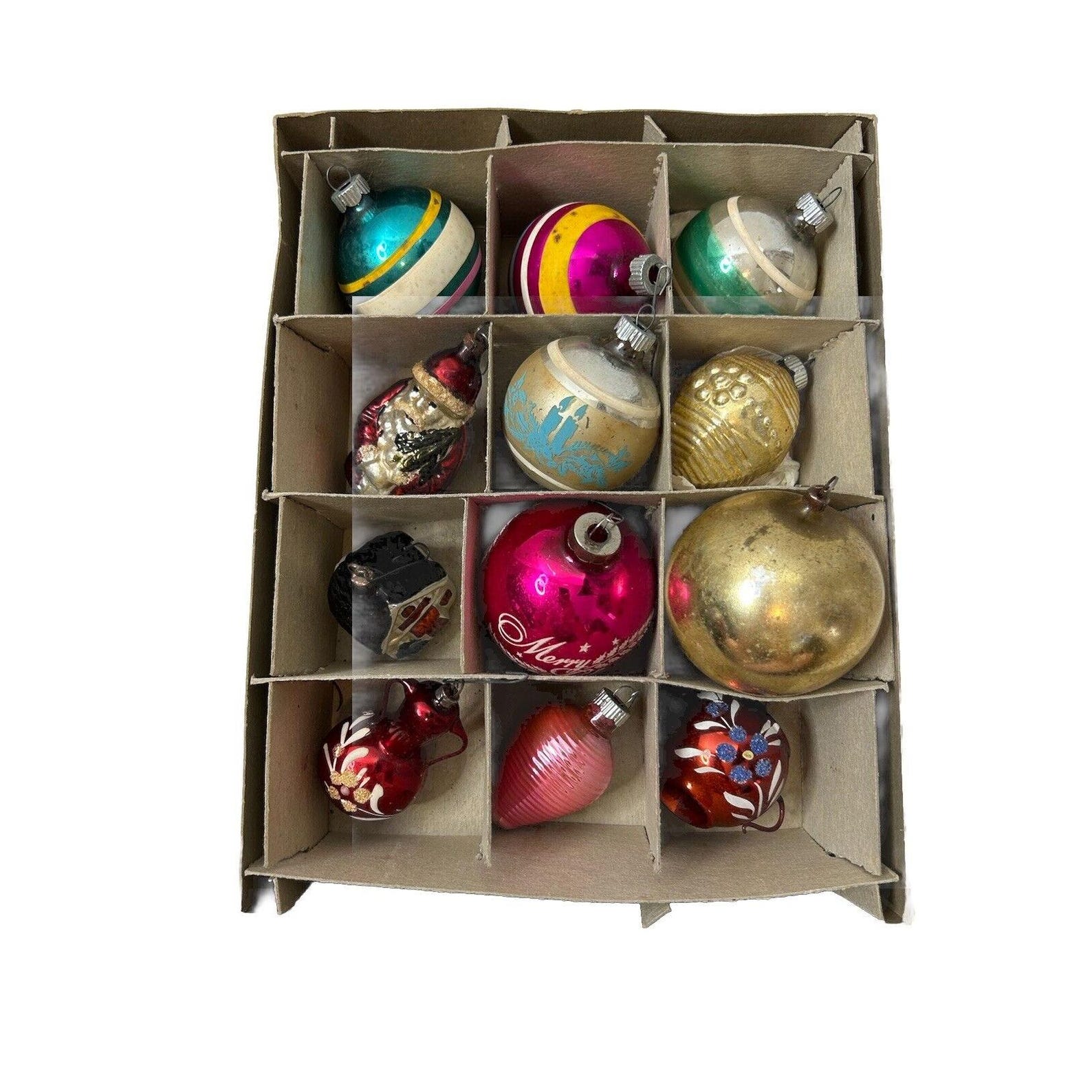 VTG 50s Atomic MCM Mercury Glass Hand Blown Christmas Ornaments USA ...