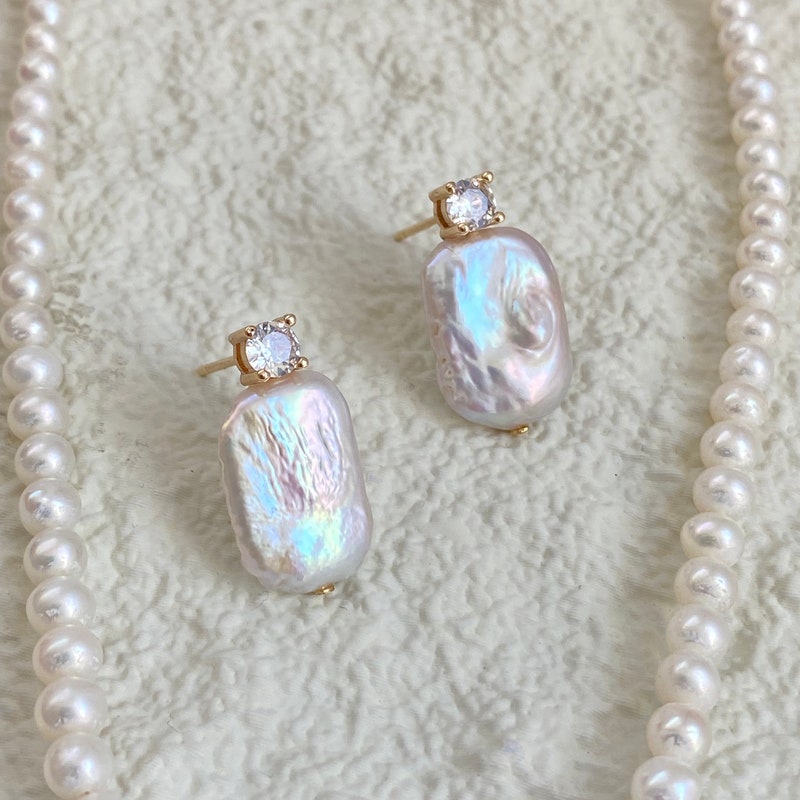 Baroque Pearl Studs - Etsy