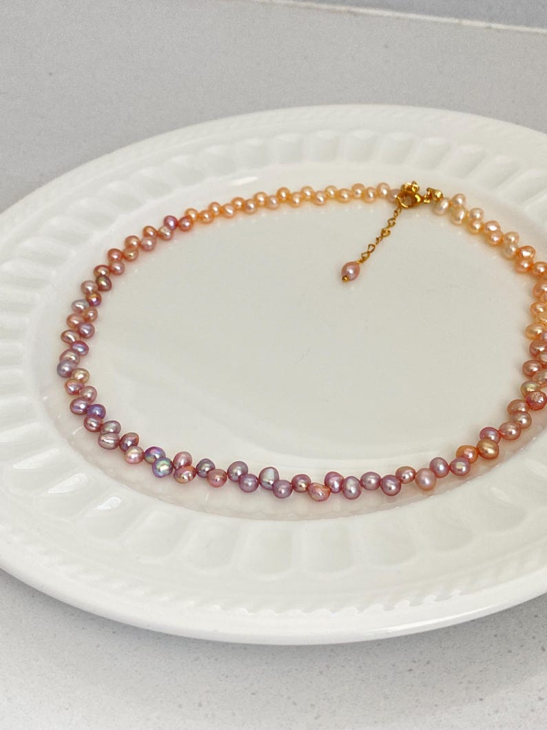 4-5mm Tipsy Grape Gradient Baroque Pearl Necklace Dreamy Wisteria Pearl ...