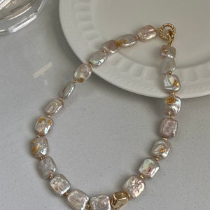 Lustrous Legacies Freshwater Baroque Pearl Square Shape With Real Gold ...