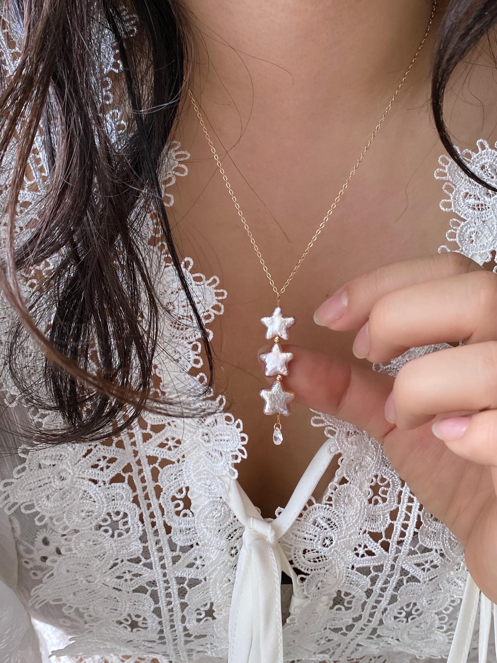 Handmade Starlit Dreams Baroque Star Pearl Necklace Dainty Classic ...