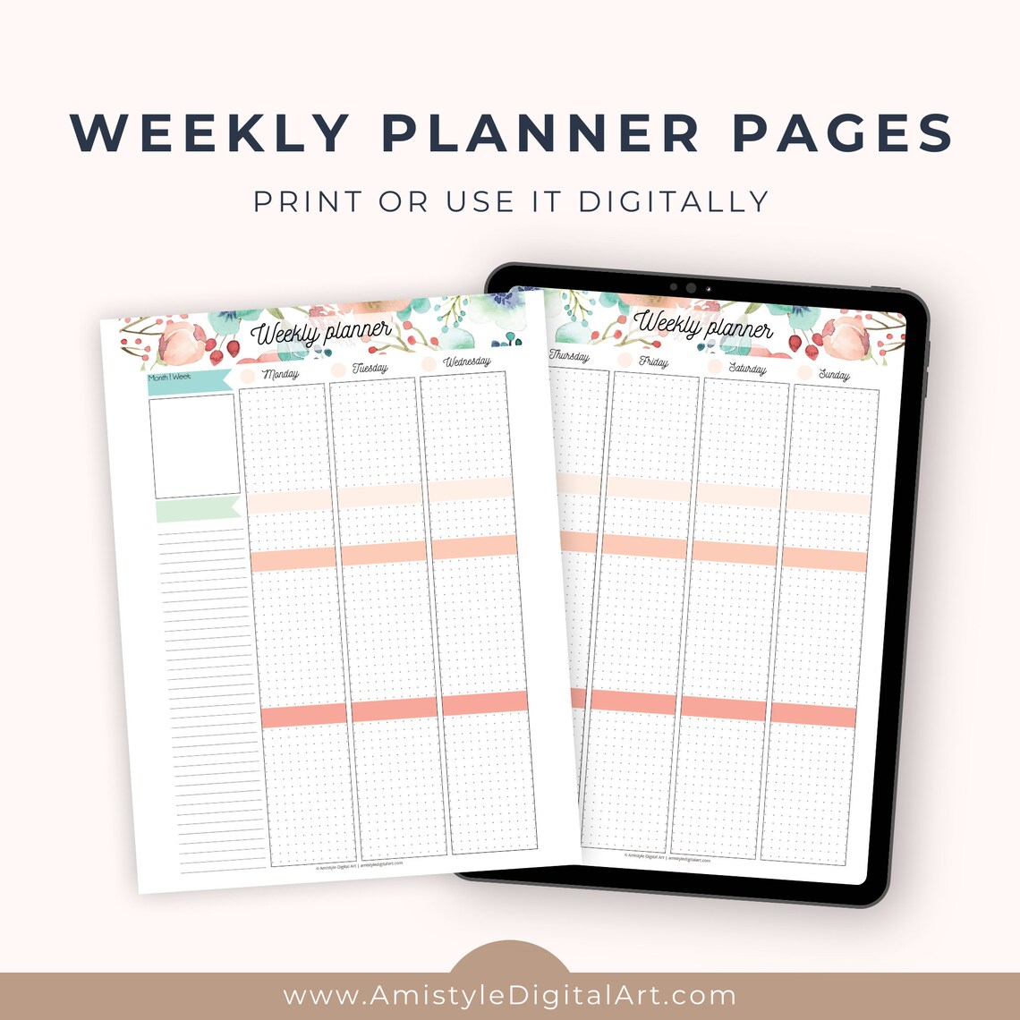 Daily Planner Printable PDF, Undated Daily Planner Printable ...