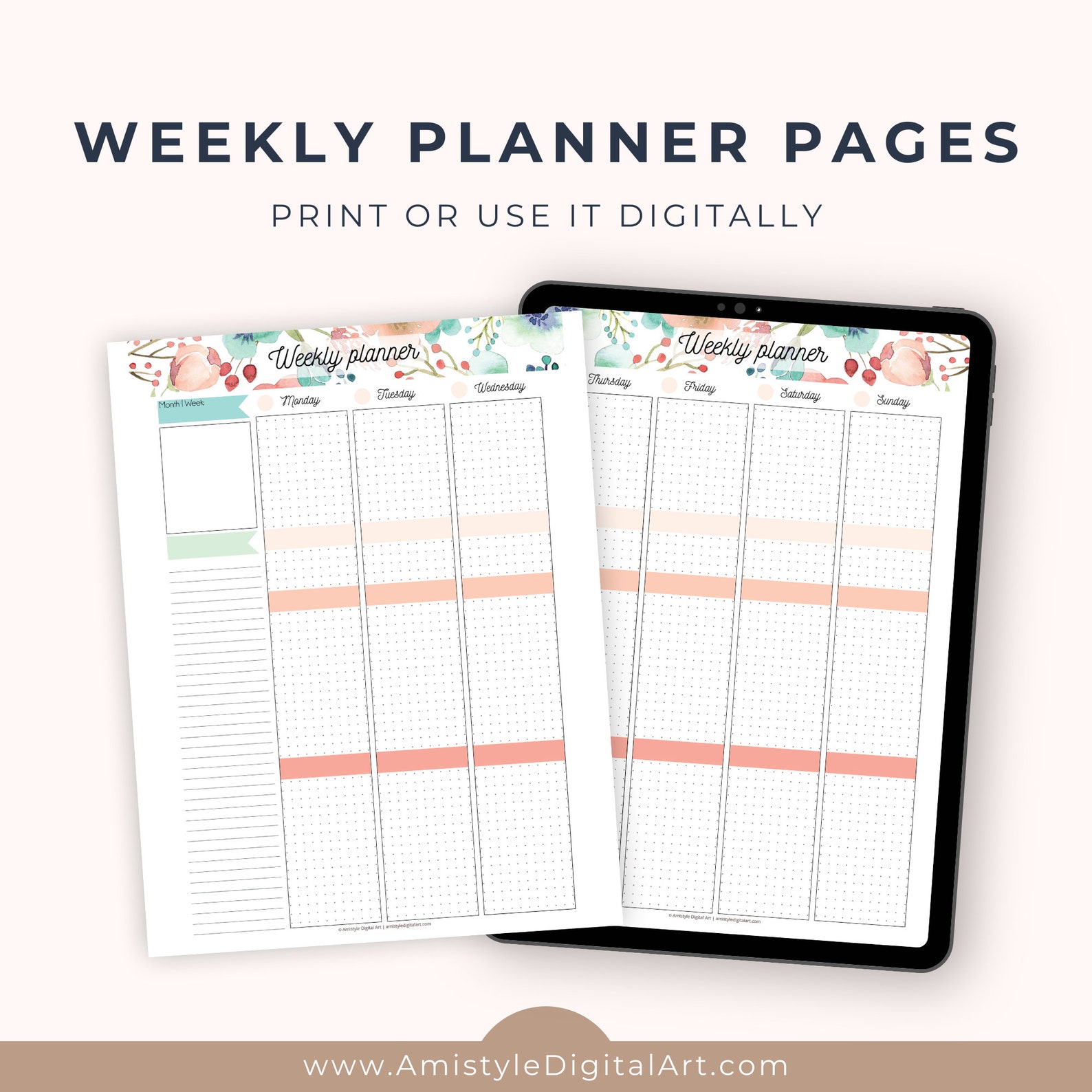 Daily Planner Printable PDF, Undated Daily Planner Printable ...