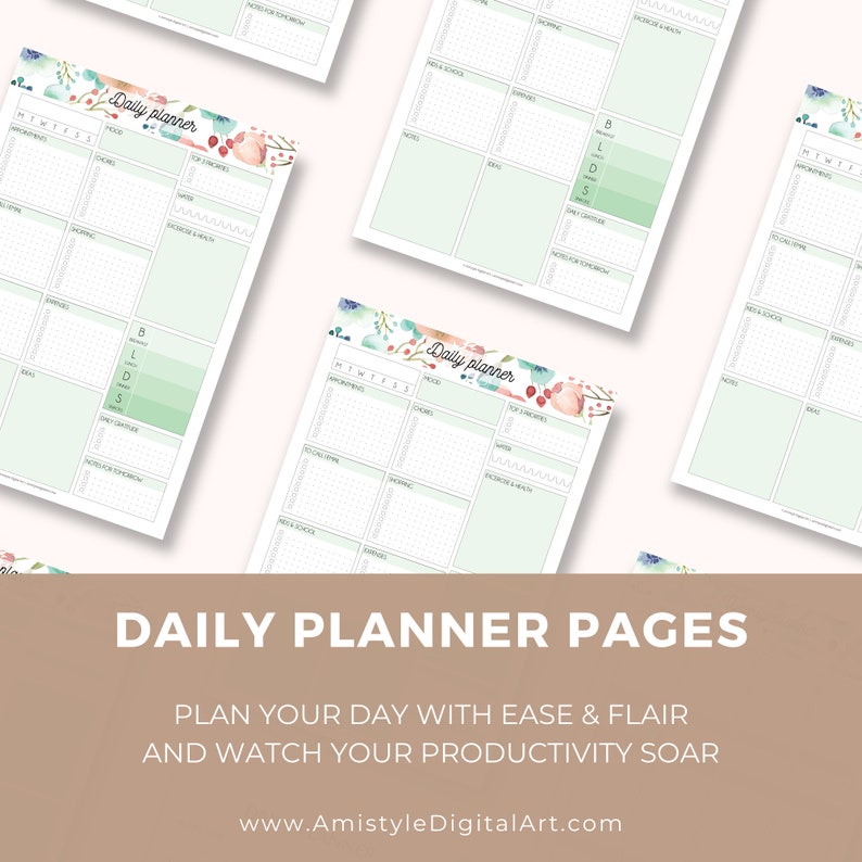 Daily Planner Printable PDF, Undated Daily Planner Printable ...