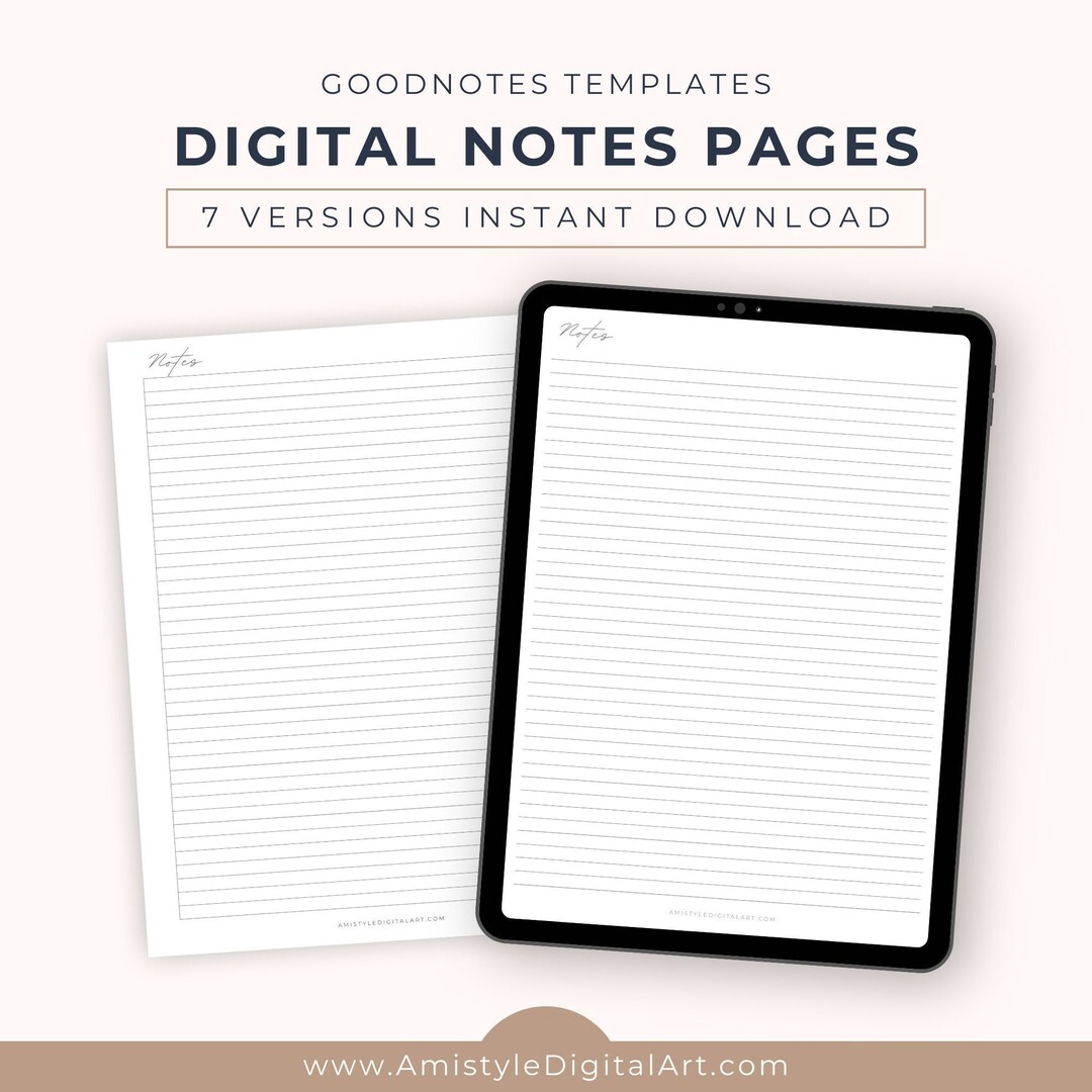 Digital Note Page Template, Goodnotes Notebook, Lined Notes, Study ...
