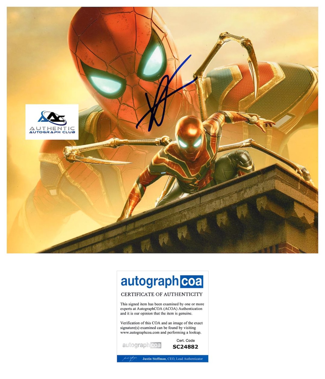 Tom Holland Autograph Signed 8x10 Photo Spiderman Spider-man Acoa - Etsy