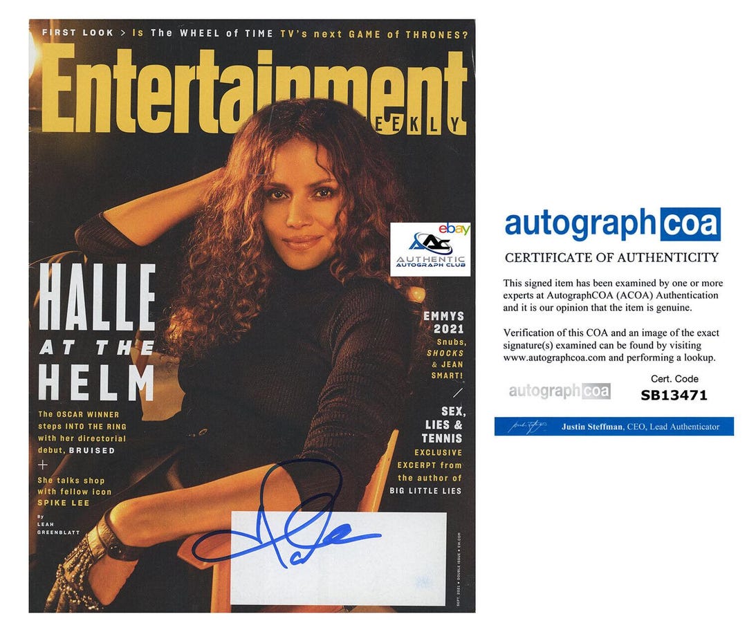Halle Berry Autograph Signed Entertainment Weekly Magazine Acoa - Etsy