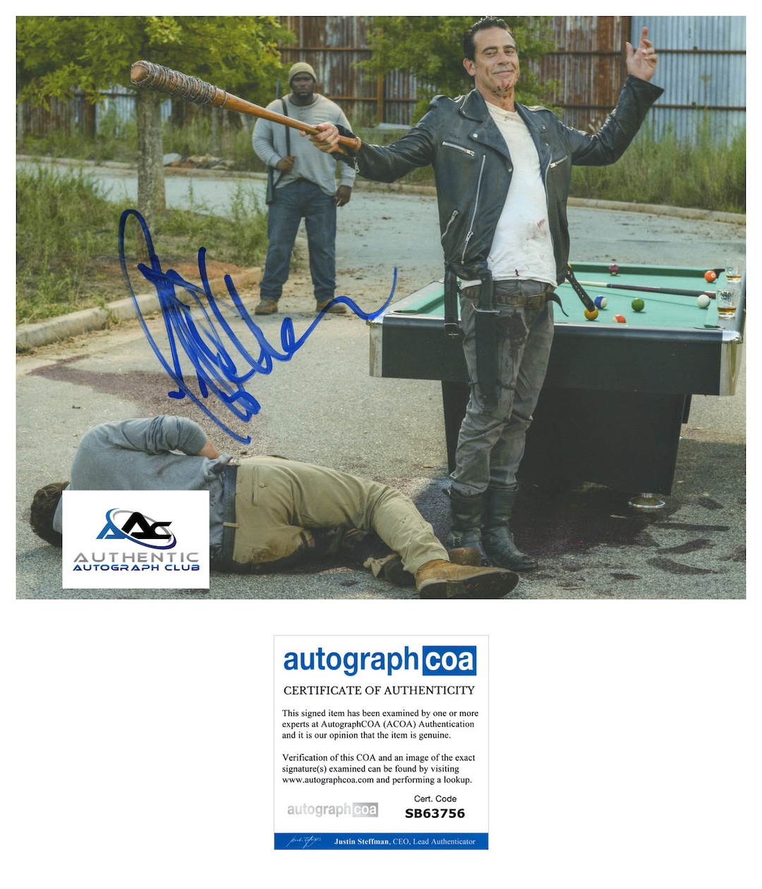 Jeffrey Dean Morgan Autograph Signed 8x10 Photo Walking Dead Negan Acoa ...