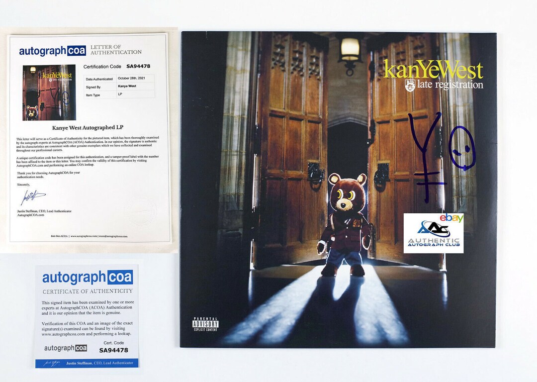 Rare New Ye Graph Kanye West Autograph Signed Late Registration Vinyl ...