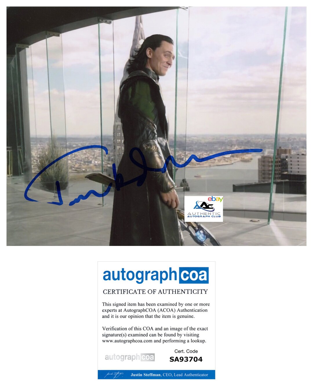 Tom Hiddleston Autograph Signed 8x10 Photo Loki Thor Avengers Marvel ...