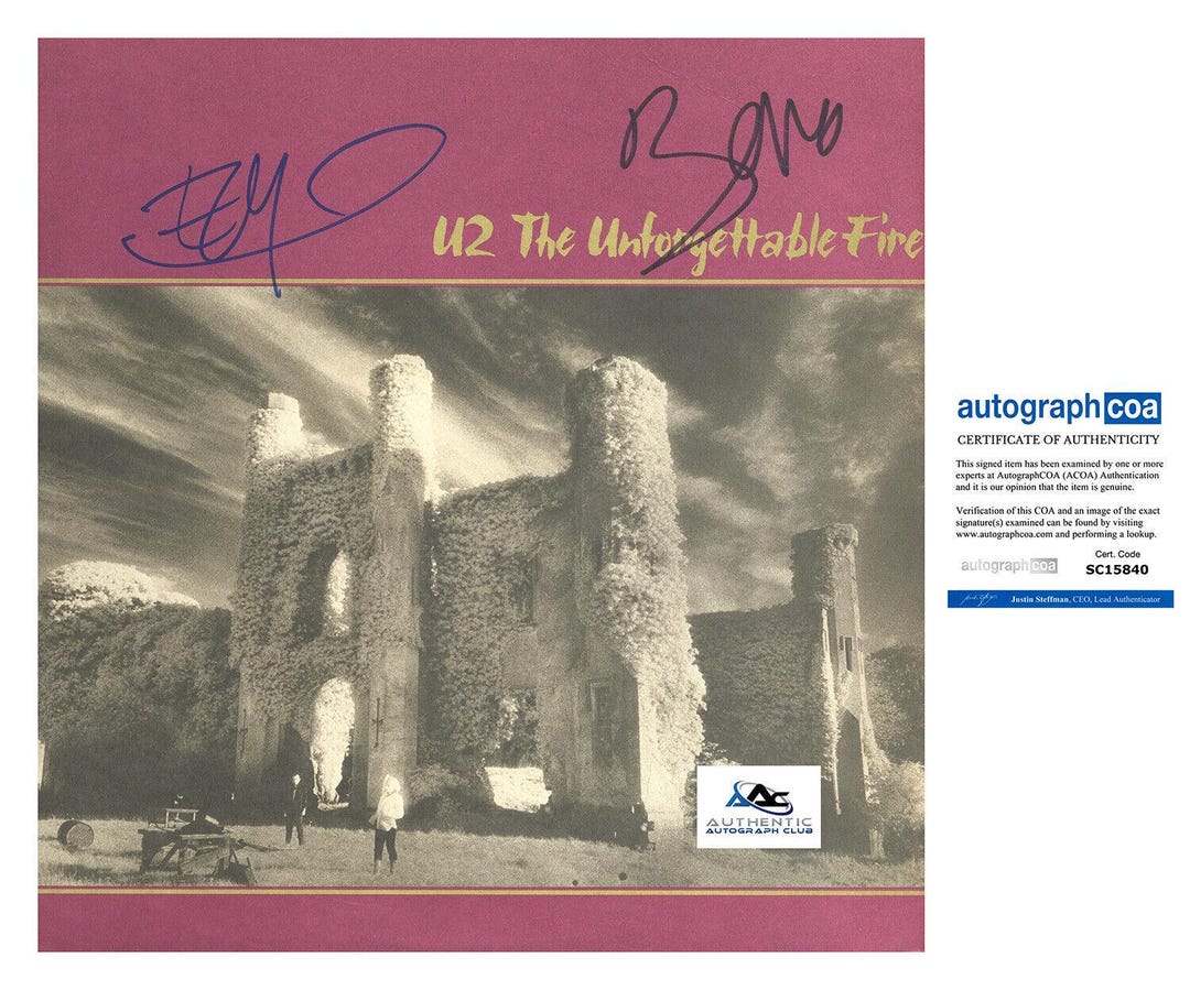 Bono the Edge Autograph Signed U2 the Unforgettable Fire Vinyl Lp ...