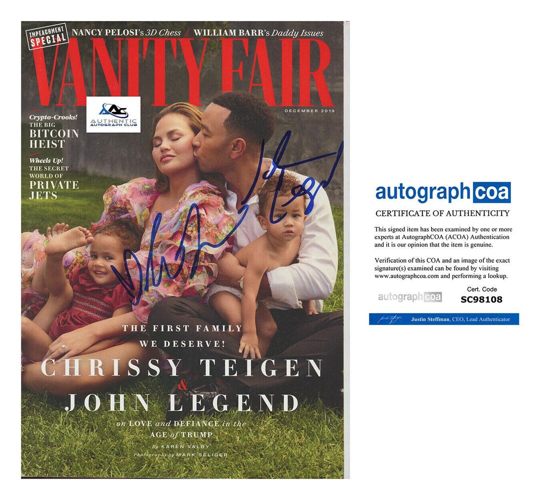 Chrissy Teigen and John Legend Autograph Signed Vanity Fair Magazine ...