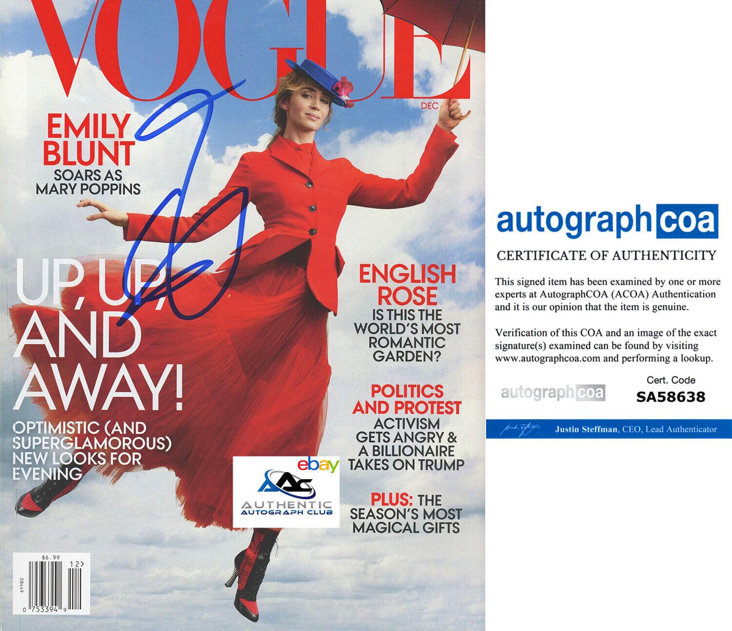 Emily Blunt Autograph Signed Vogue Magazine Mary Poppins Acoa - Etsy