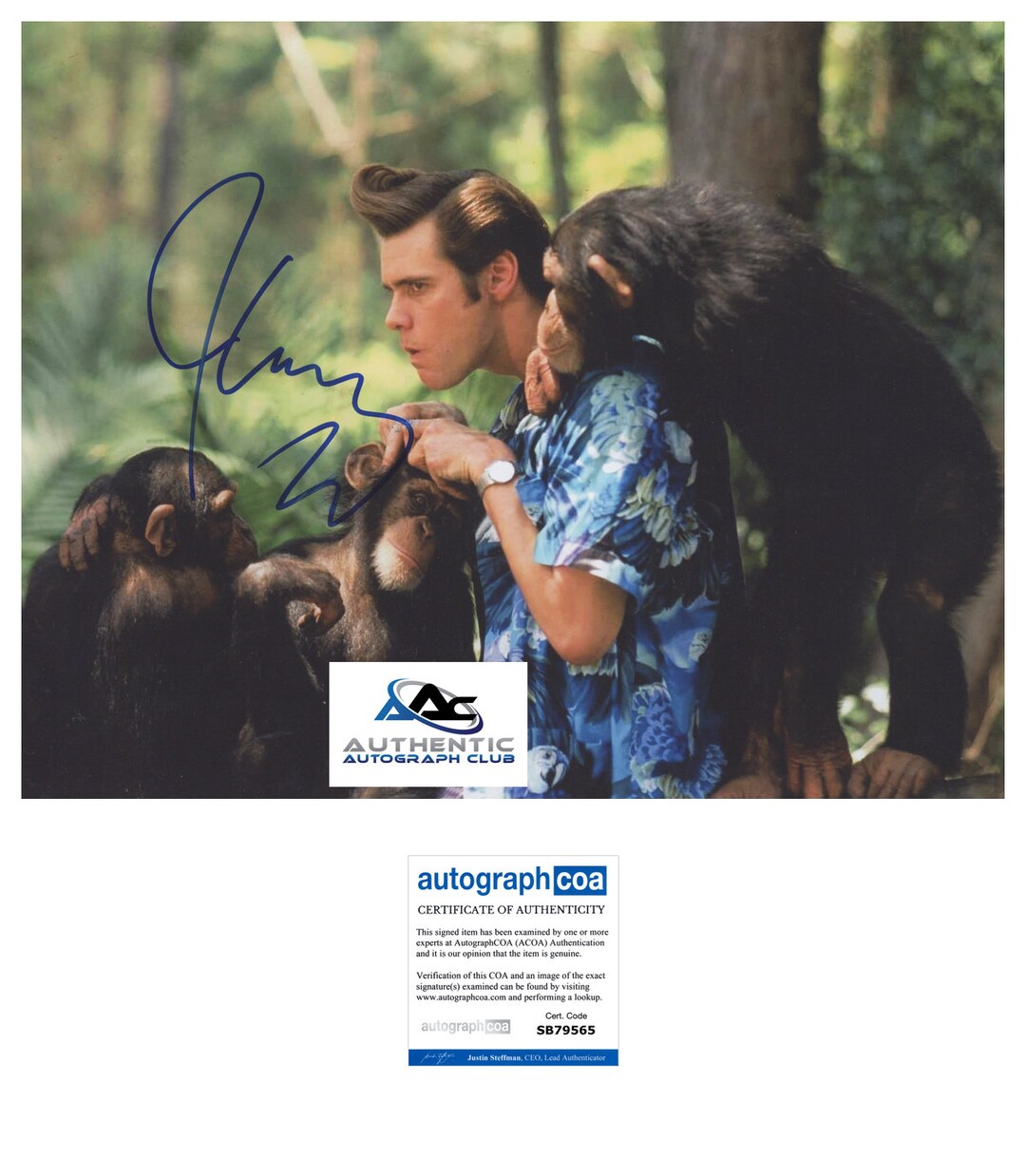 Jim Carrey Autograph Signed 11x14 Photo Ace Ventura Pet Detective Acoa ...