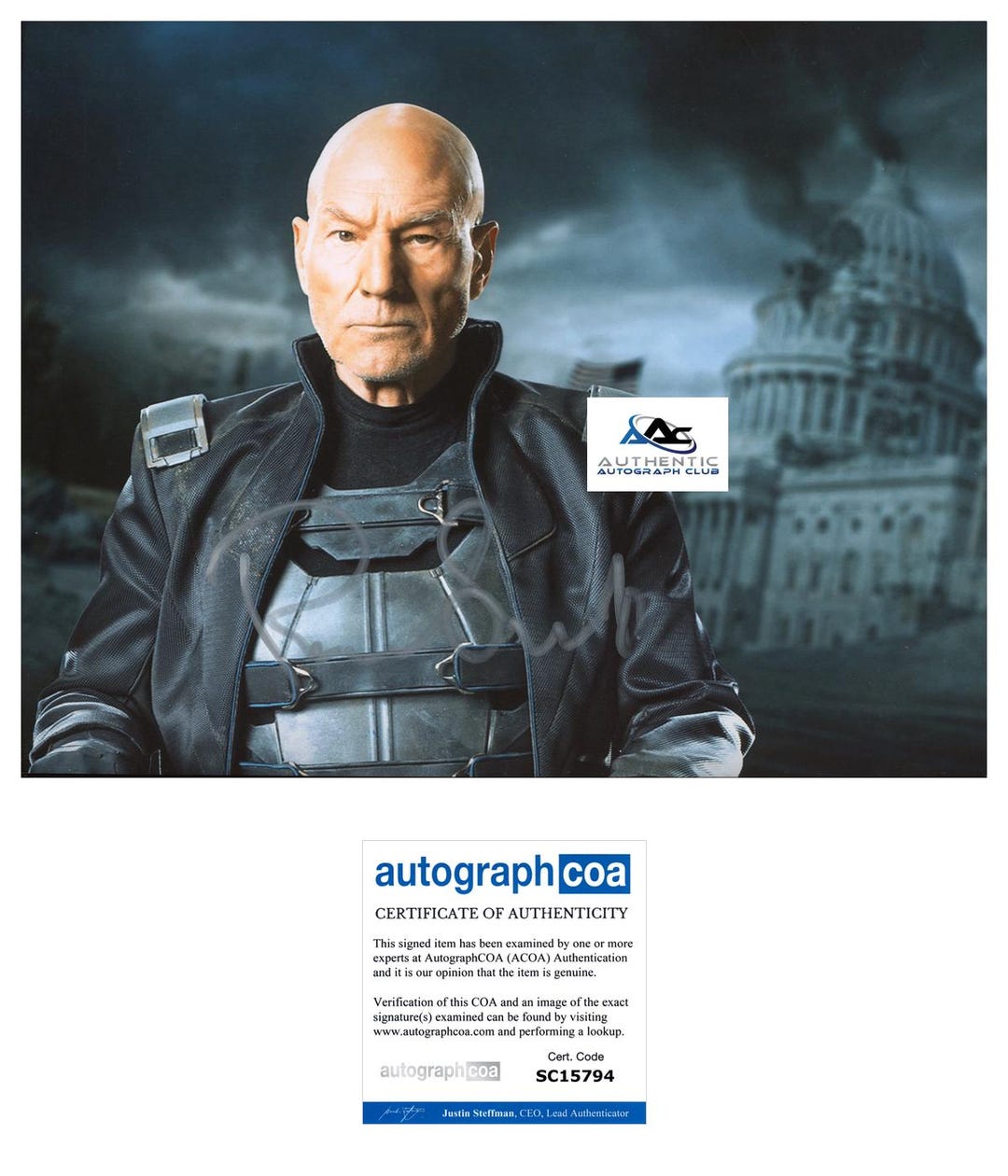 Patrick Stewart Autograph Signed 8x10 Photo Professor X Acoa - Etsy