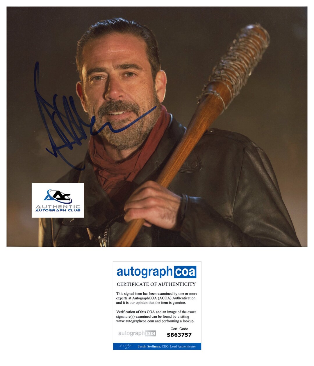 Jeffrey Dean Morgan Autograph Signed 8x10 Photo Walking Dead Negan Acoa ...