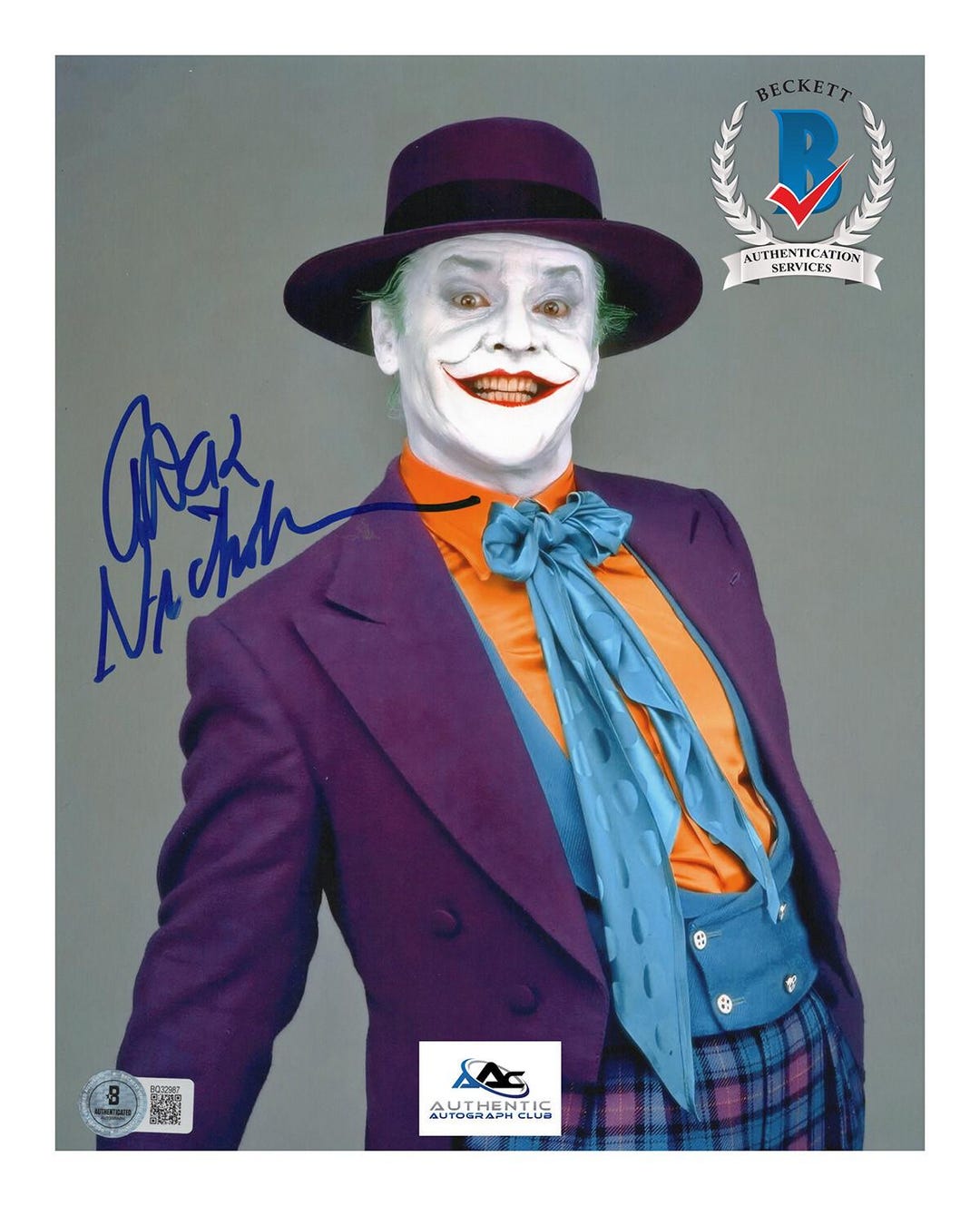 Jack Nicholson Autograph Signed 8x10 Photo Batman Joker Beckett Coa Loa ...