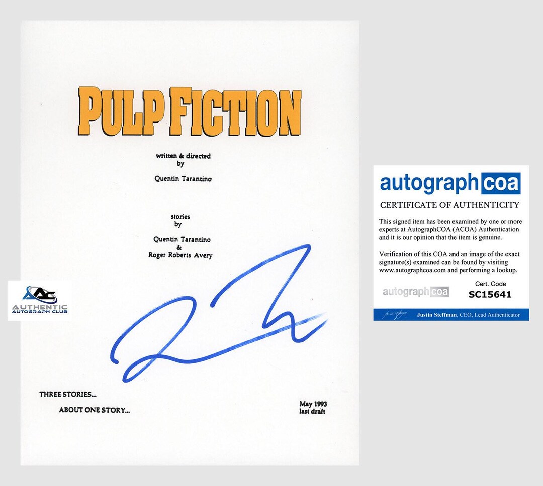 Quentin Tarantino Autograph Signed Pulp Fiction Script Acoa - Etsy