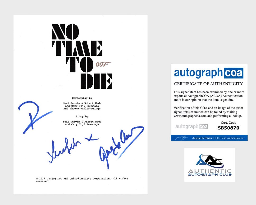 Daniel Craig, Ana De Armas Lea Seydoux Autograph Signed No Time to Die ...