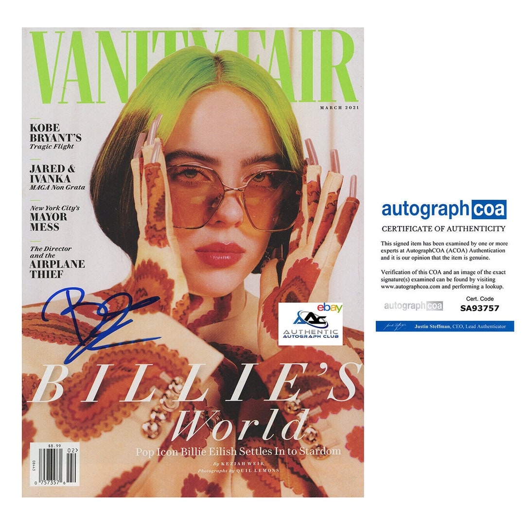 Billie Eilish Autograph Signed Vanity Fair Magazine Singer Acoa Coa - Etsy
