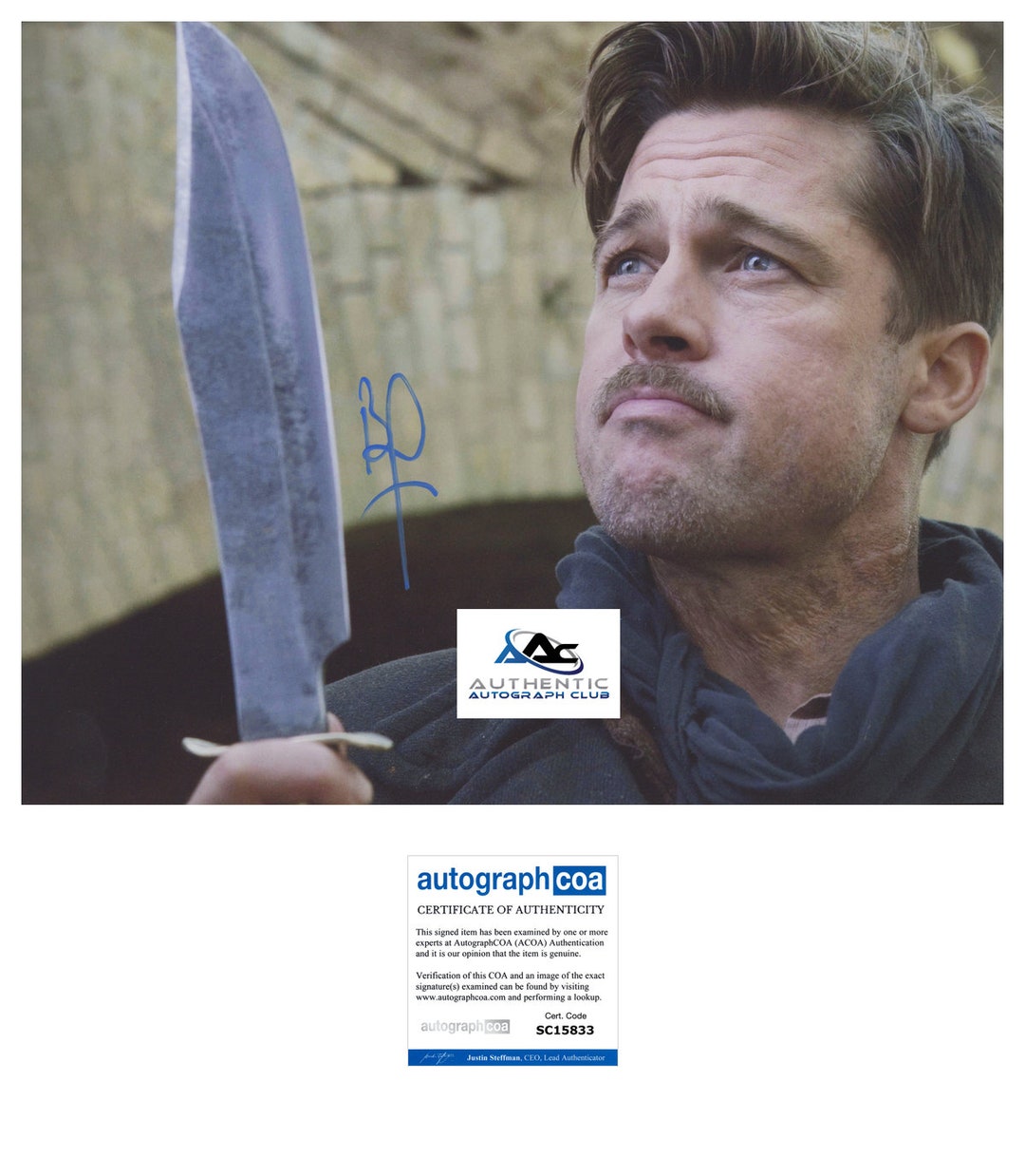 Brad Pitt Autograph Signed 11x14 Photo Inglourious Basterds Acoa - Etsy