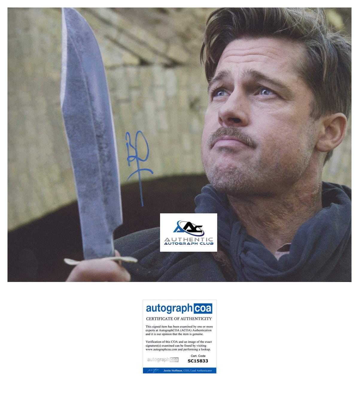 Brad Pitt Autograph Signed 11x14 Photo Inglourious Basterds Acoa - Etsy