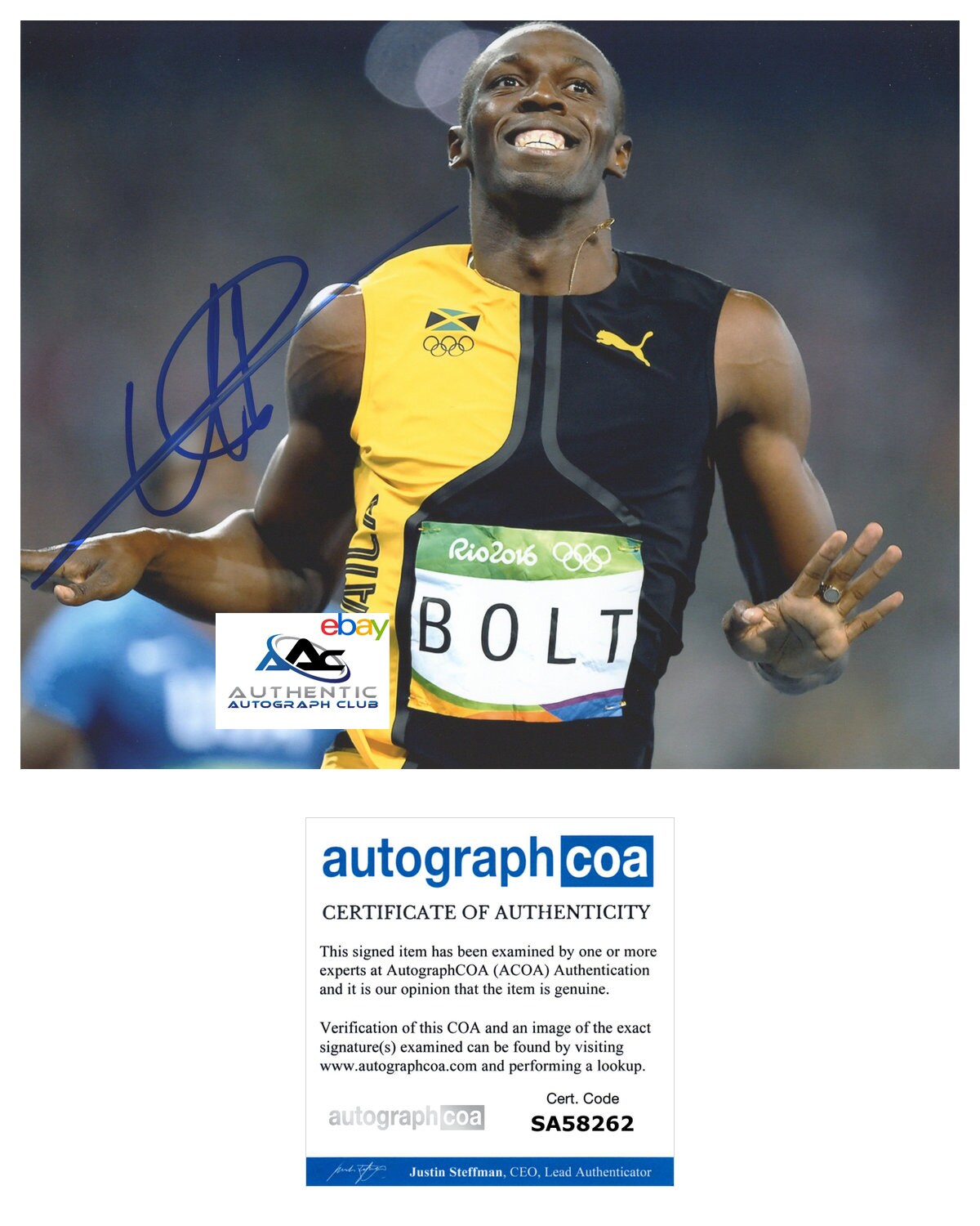Usain Bolt Autograph Signed 8x10 Photo 2016 Rio Olympic Gold Medalist ...