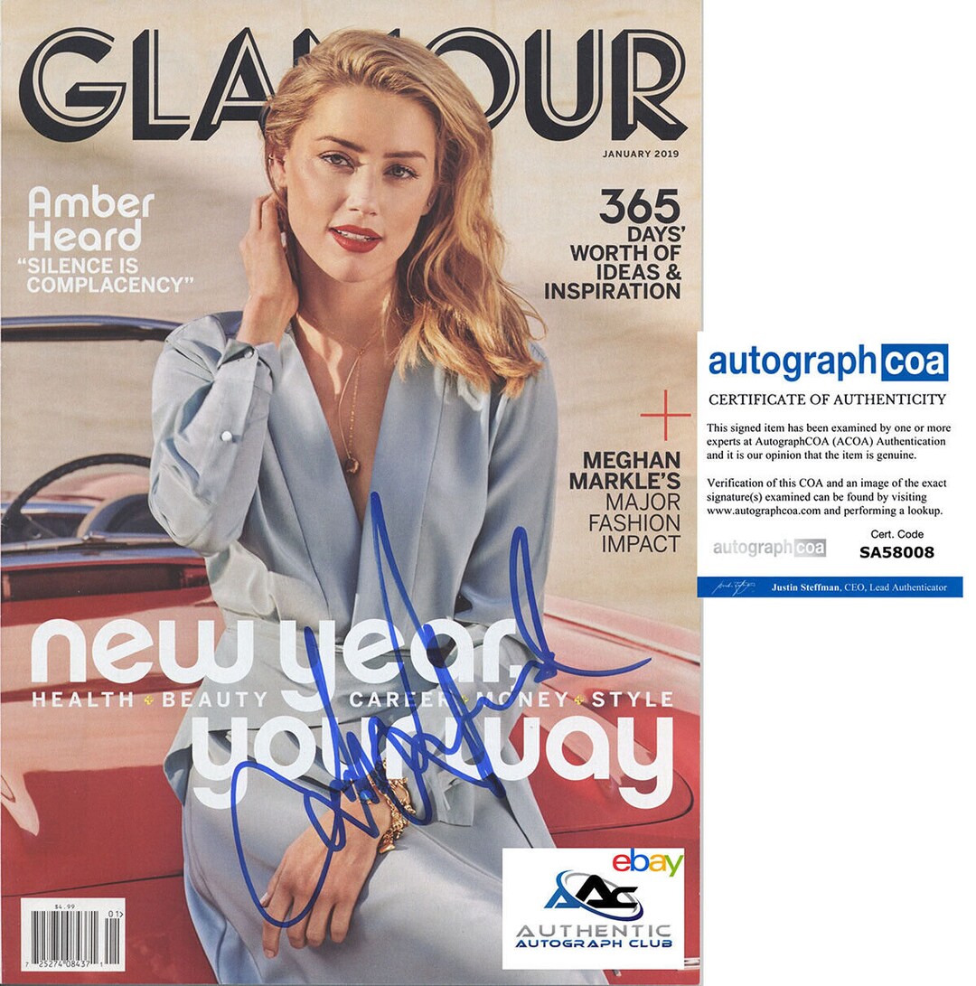 Amber Heard Autograph Signed Glamour Magazine Aquaman Acoa - Etsy