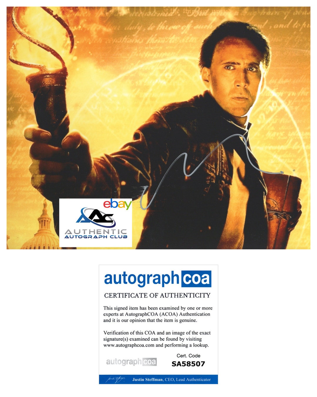 Nicolas Cage Autograph Signed 8x10 Photo National Treasure Acoa - Etsy