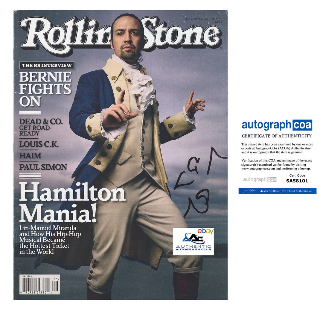 Lin Manuel Miranda Autograph Signed Rolling Stones Magazaine Hamilton Acoa Coa - Etsy