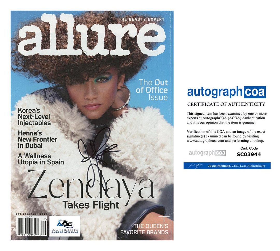 Zendaya Autograph Signed Allure Magazine Spider-man Dune Euphoria Acoa ...