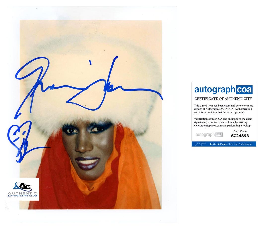 Grace Jones Autograph Signed 8x10 Photo Model Singer Andy Warhol Acoa ...