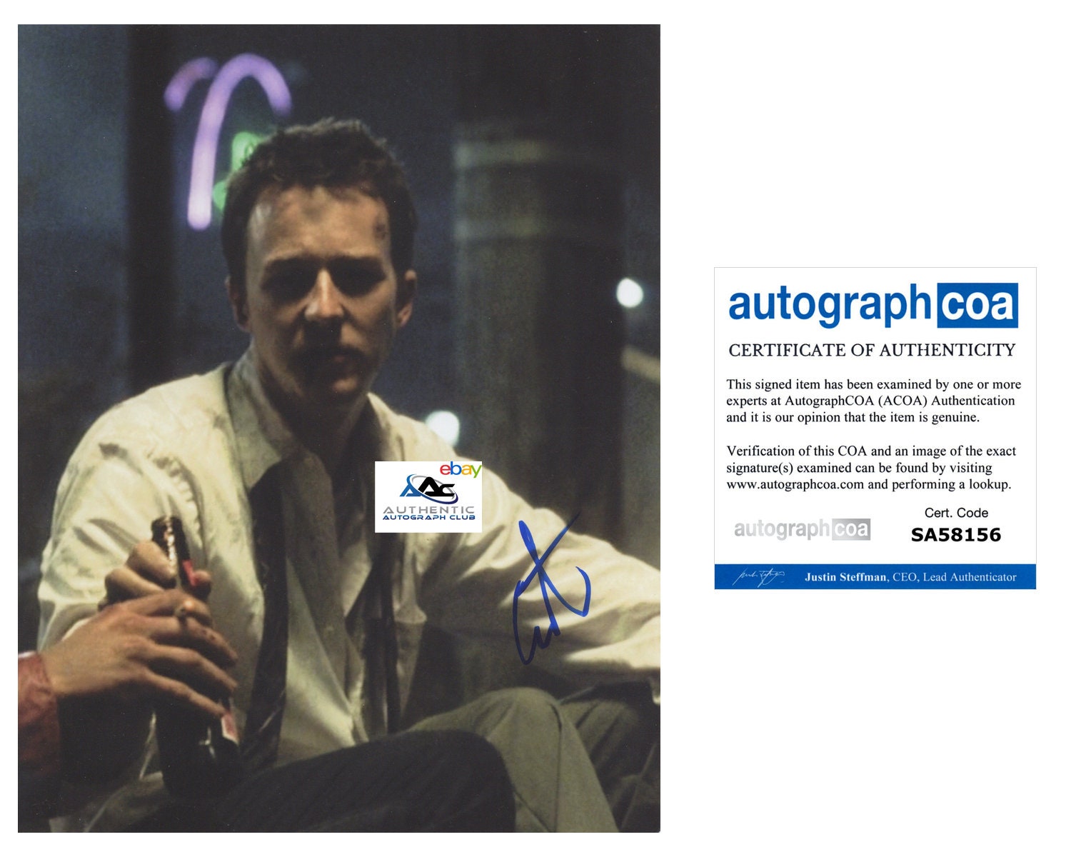 Ed Edward Norton Autograph Signed 8x10 Photo Acoa Fight Club Coa - Etsy
