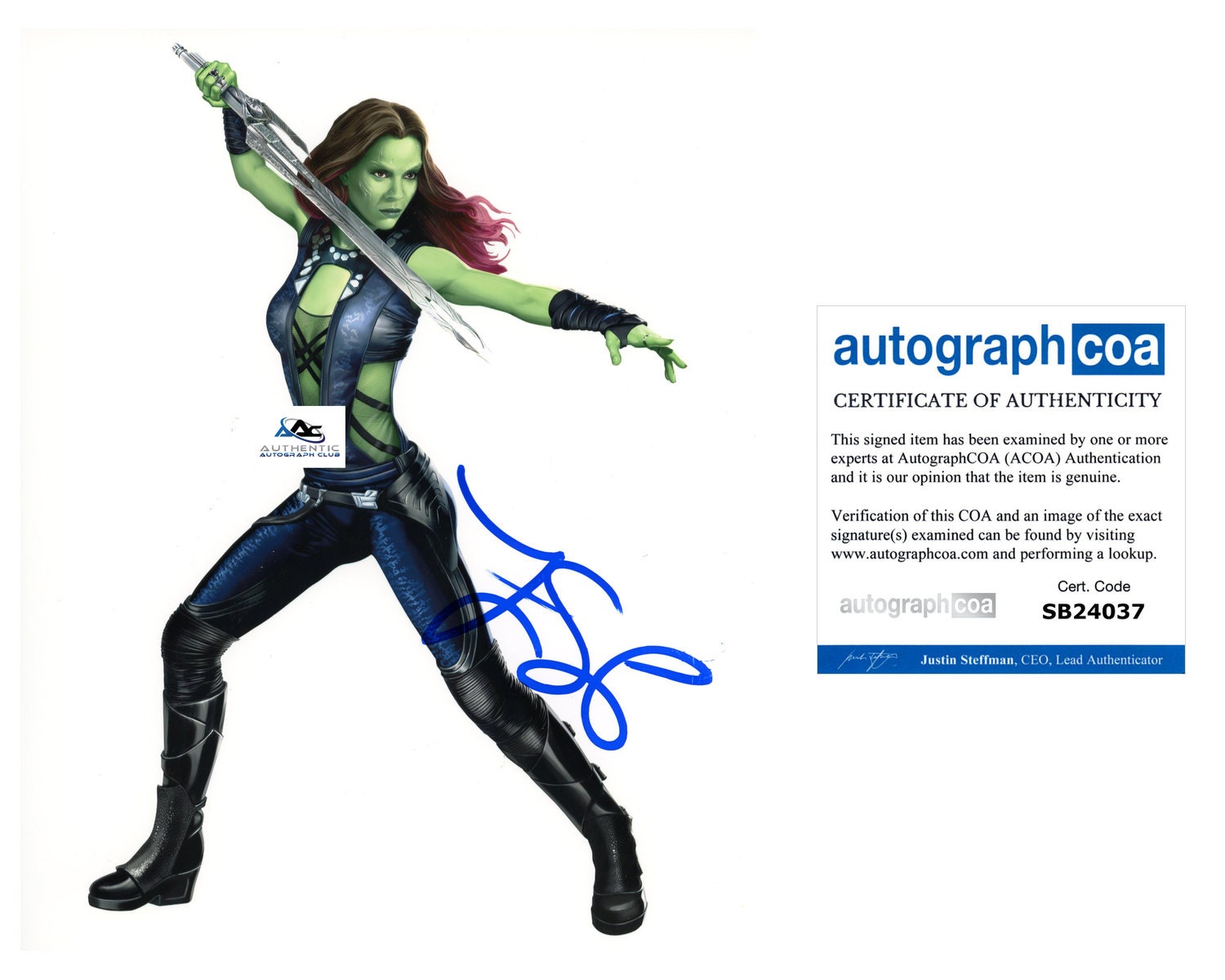 Zoe Saldana Autograph Signed 8x10 Photo Gamora Guardians of the Galaxy ...
