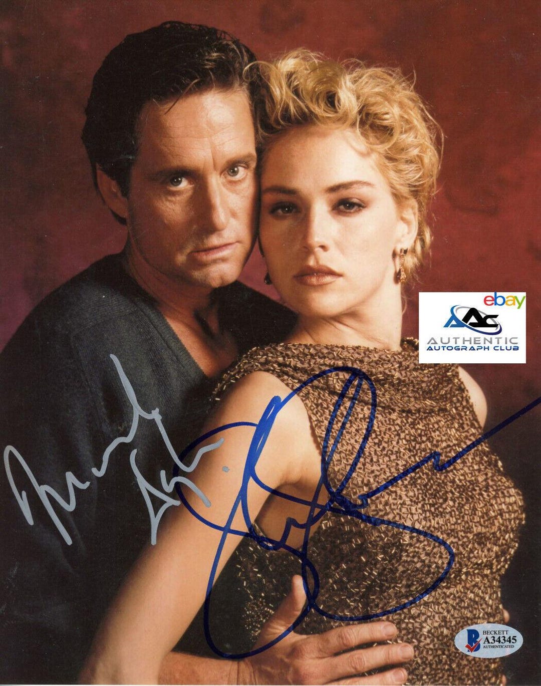 Michael Douglas and Sharon Stone Autograph Signed 8x10 Photo Beckett ...