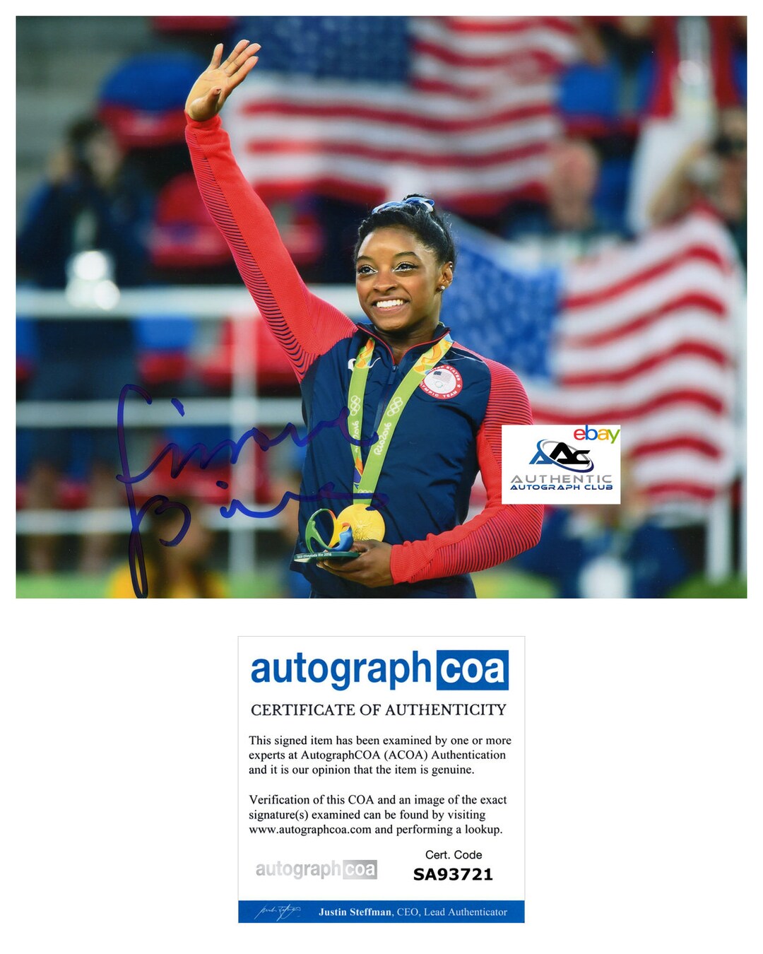 Simone Biles Autograph Signed 8x10 Photo Olympic Gold Medalist Gymnast ...