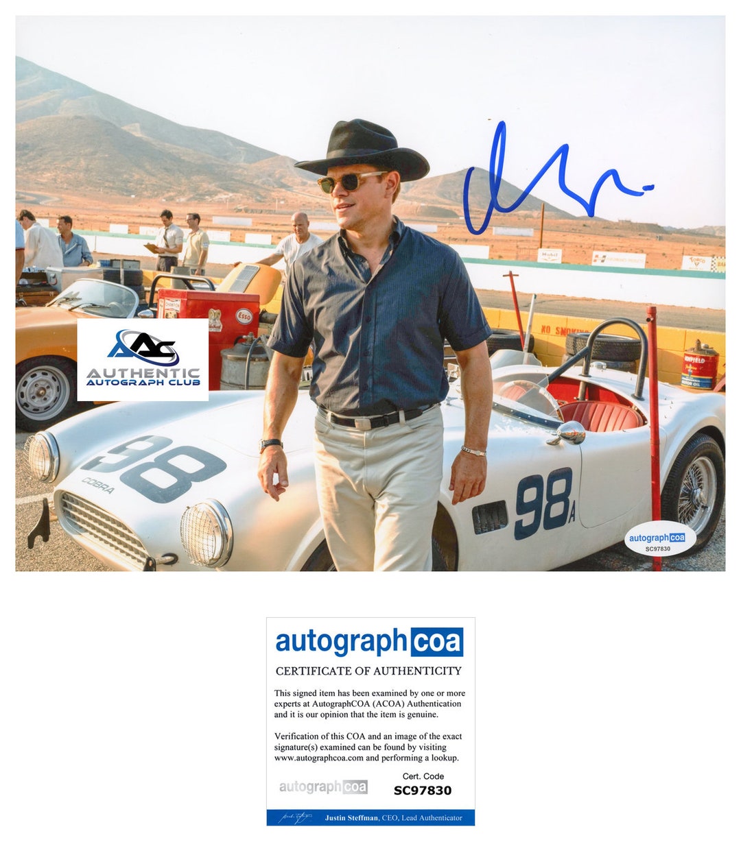 Matt Damon Autograph Signed 8x10 Photo Ford Vs Ferrari Acoa - Etsy