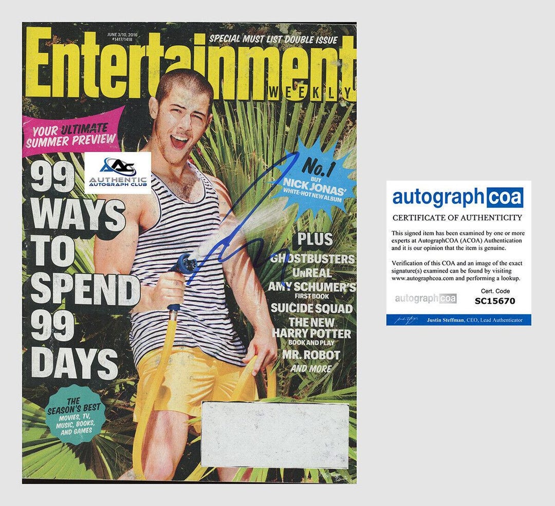 Nick Jonas Autograph Signed Entertainment Weekly Magazine Acoa - Etsy