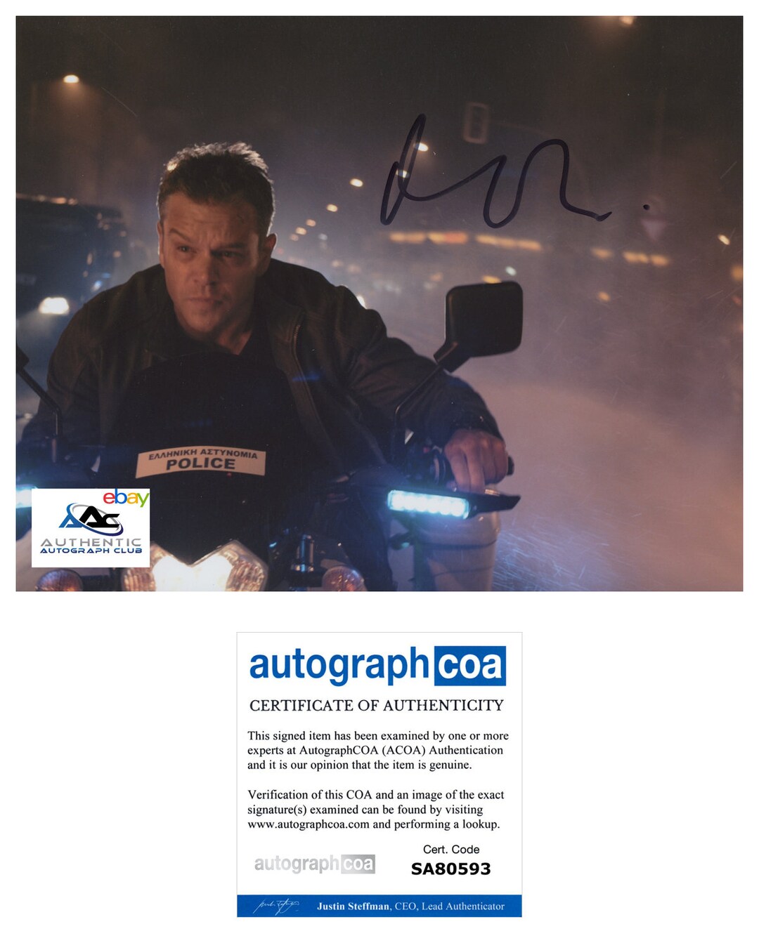 Matt Damon Autograph Signed 8x10 Photo Jason Bourne Acoa - Etsy