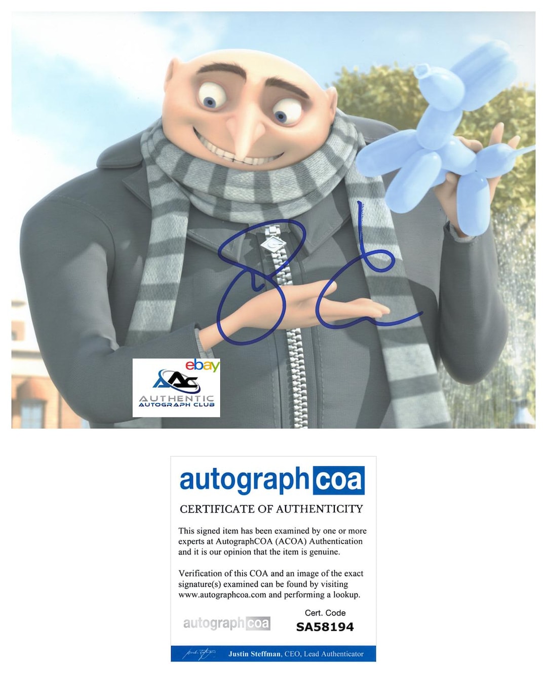 Steve Carell Autograph Signed 8x10 Photo Despicable Me Acoa Coa - Etsy