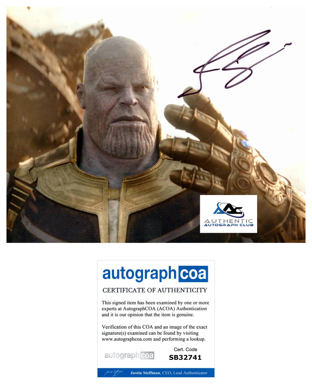 Josh Brolin Autograph Signed 8x10 Photo Thanos Avengers Marvel Acoa - Etsy