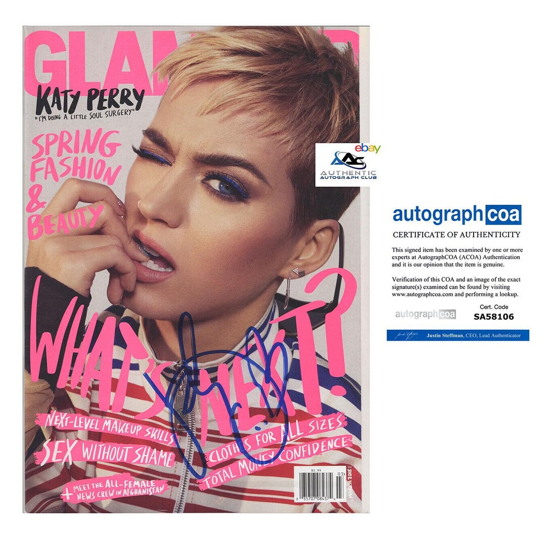 Katy Perry Autograph Signed Glamour Magazaine Acoa Coa - Etsy