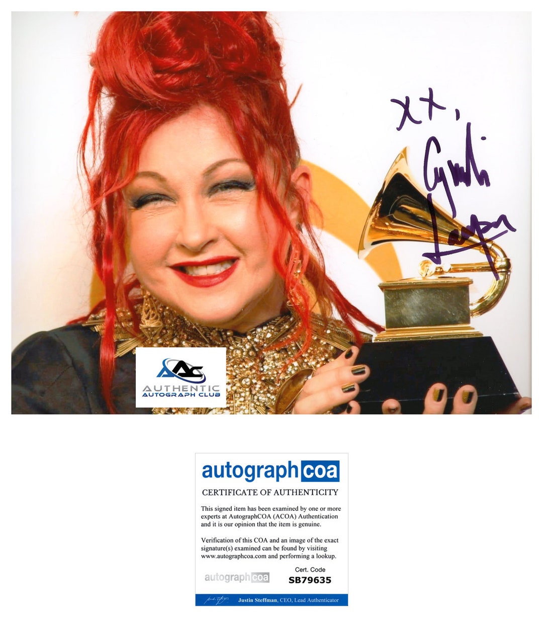 Cyndi Lauper Autograph Signed 8x10 Photo Singer Girls Just Want to Have ...