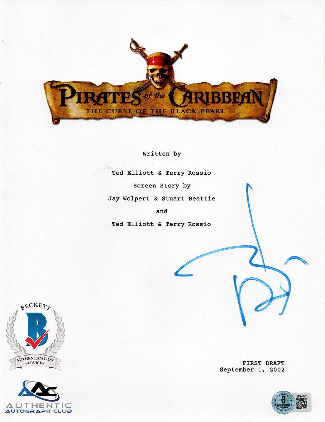 Johnny Depp Autograph Signed Pirates of the Caribbean Full Script ...
