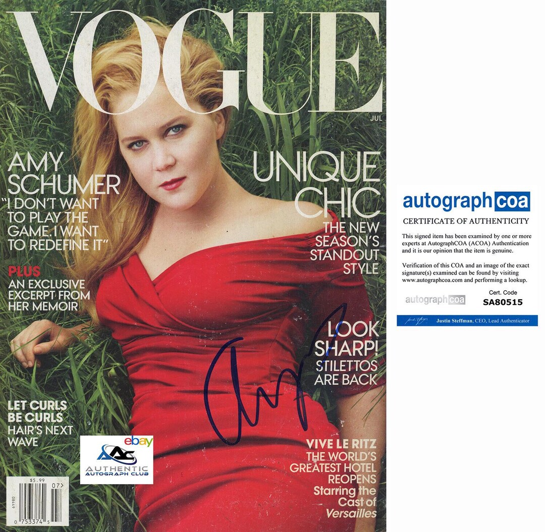 Amy Schumer Autograph Signed Vogue Magazine Acoa - Etsy